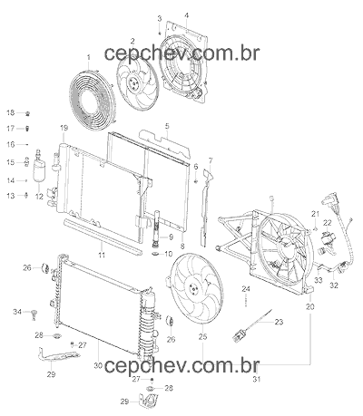 Astra 1999/2011 - Radiador e ventilador para motor gasolina/álcool e ar ...